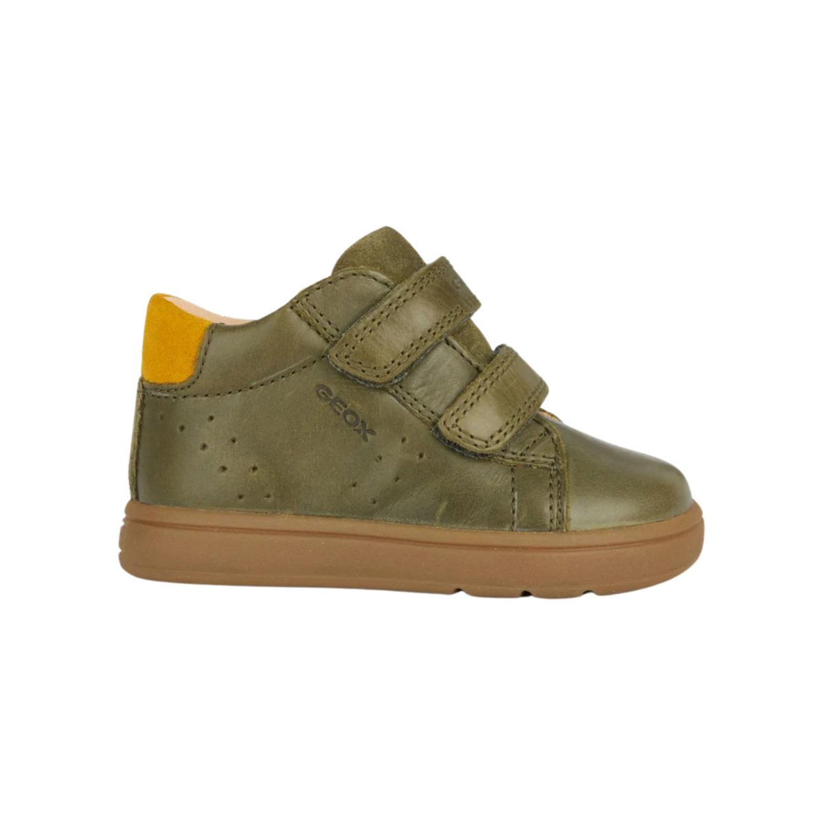 Geox Toddler's (Sizes 22-26) Biglia Dark Green/Ochre Yellow Leather ...