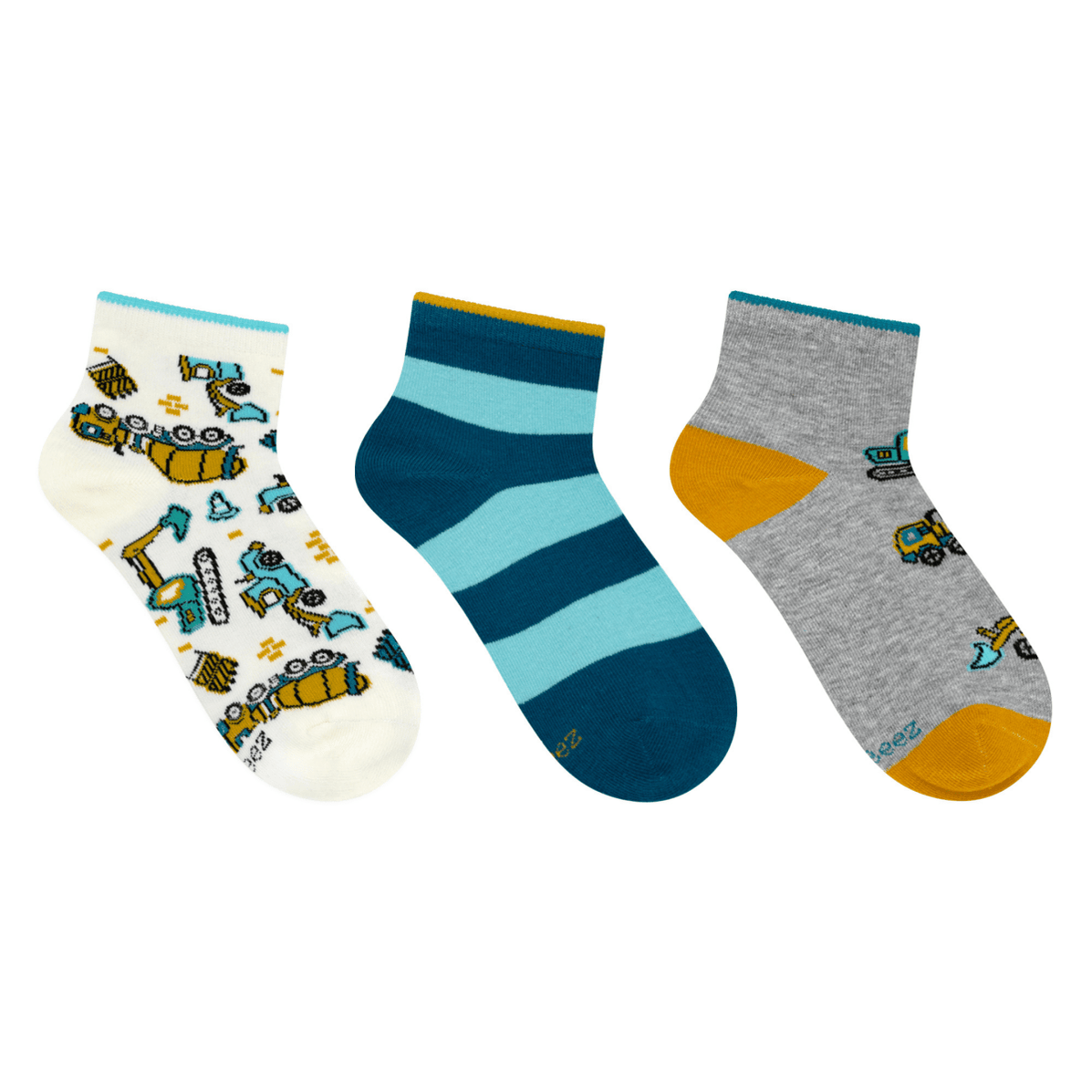 Robeez Kids' Truck Time 1/4 Socks 3-Pack White/Blue/Grey — Tip Top ...