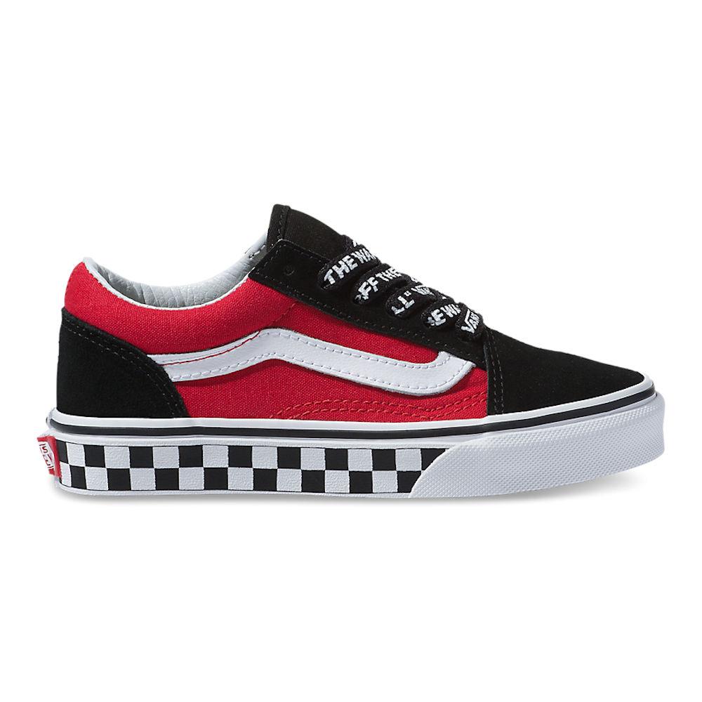 Vans Boy's Old Skool Black/Red Logo Pop — Tip Top Shoes of New York